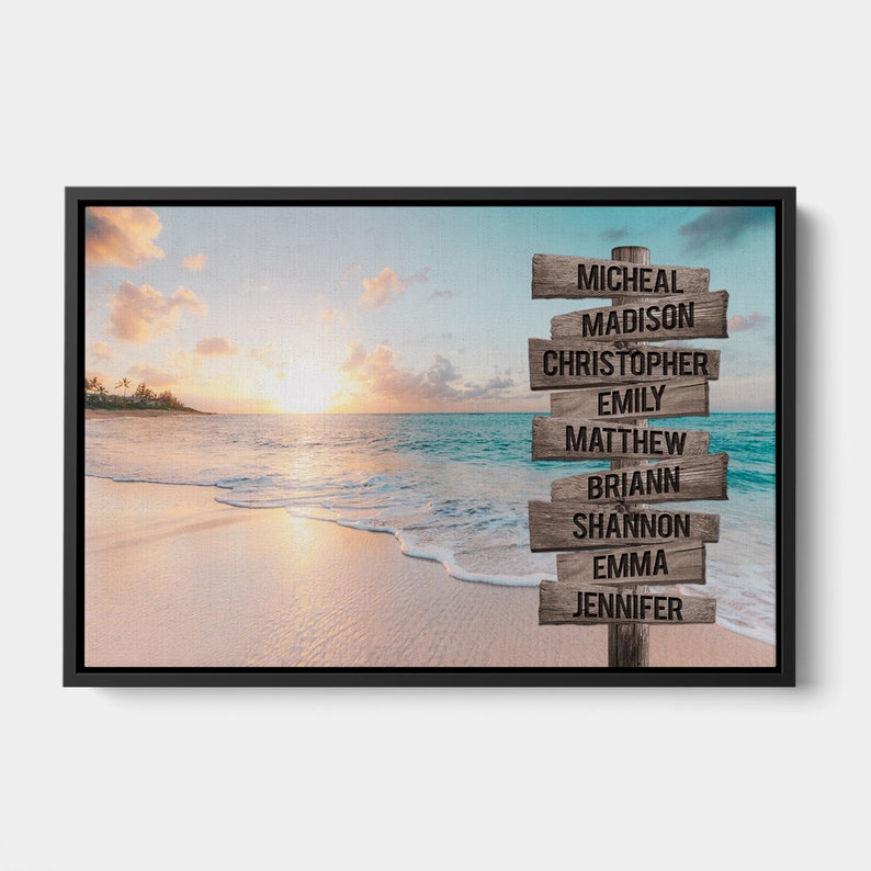 Personalized Sunset Beach Red Sky Canvas Wall Art With Name - Etsy