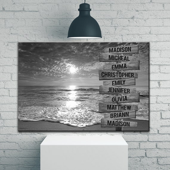 Sunset Beach Ocean Personalize Canvas Wall Art With Name | Etsy