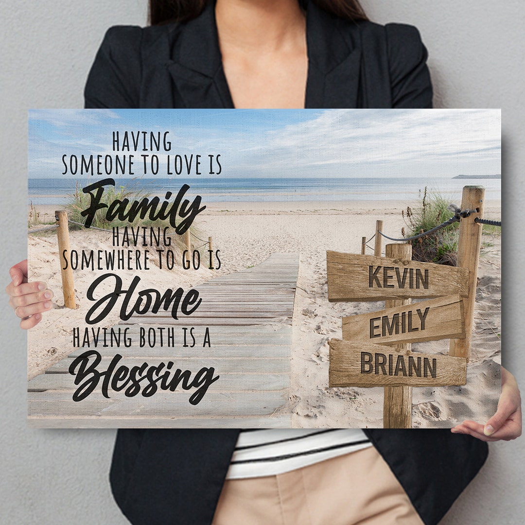 Personalized Family Road Sign Canvas Wall Art With Last Name for Home ...