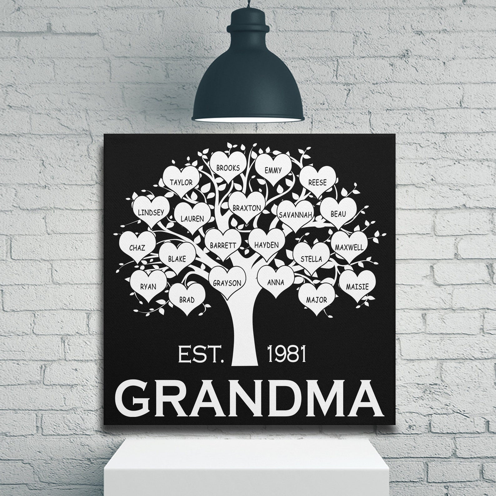 Custom Grandma/grandpa Mother/father Family Heart Tree With All ...
