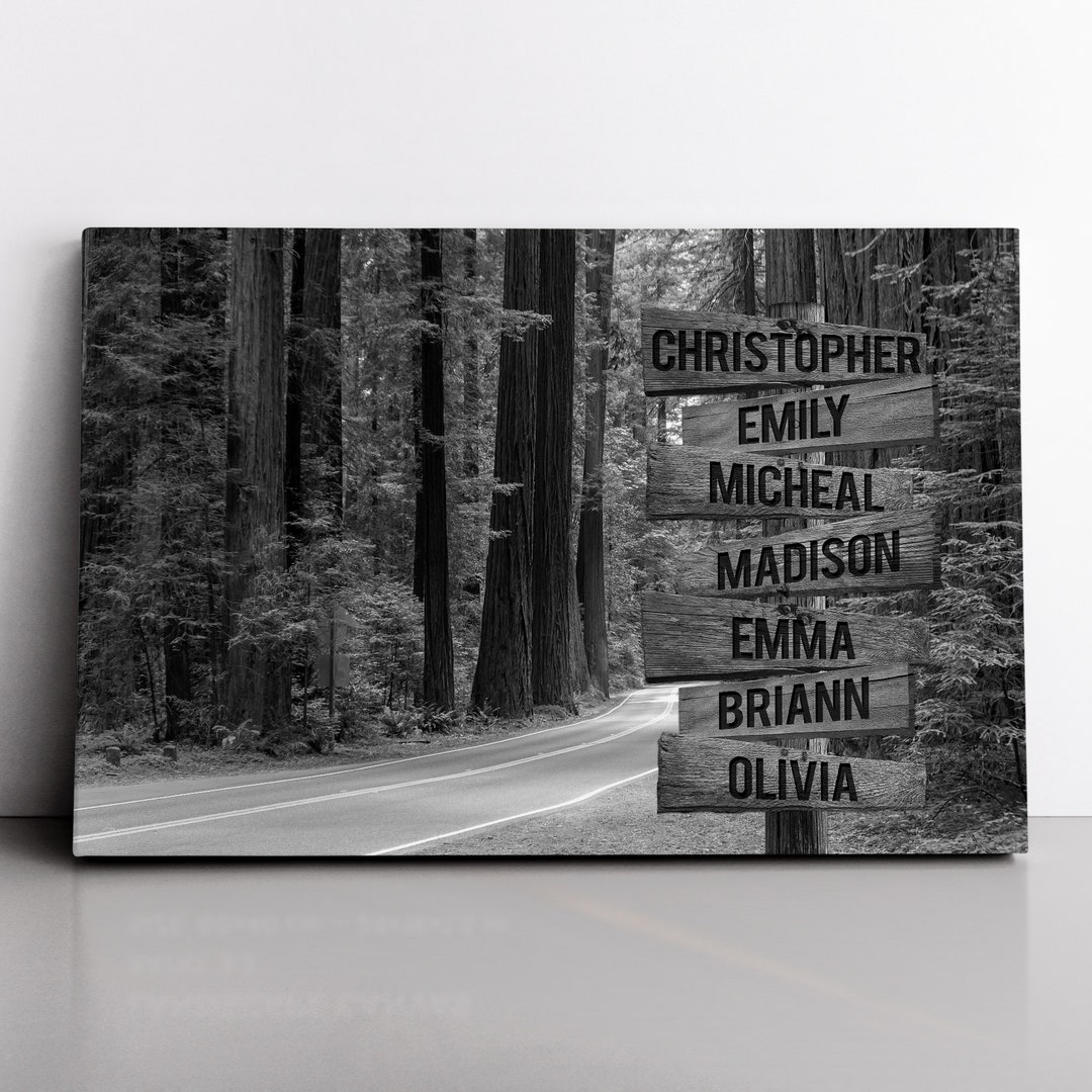 Custom Name Sign, Personalized Family Road Sign Canvas Wall Art With ...