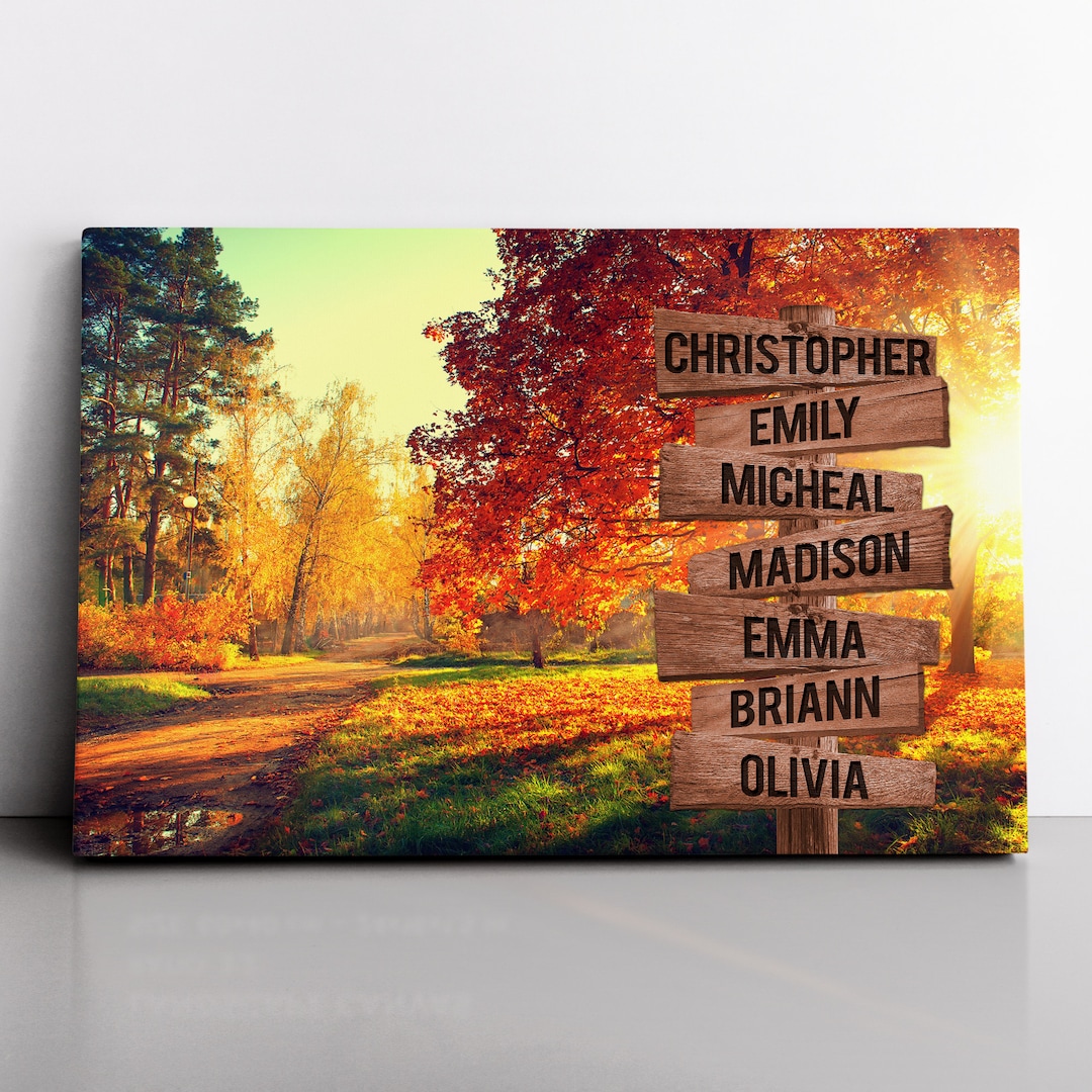 Custom Name Sign - Personalized Family Street Sign Canvas Wall Art With ...