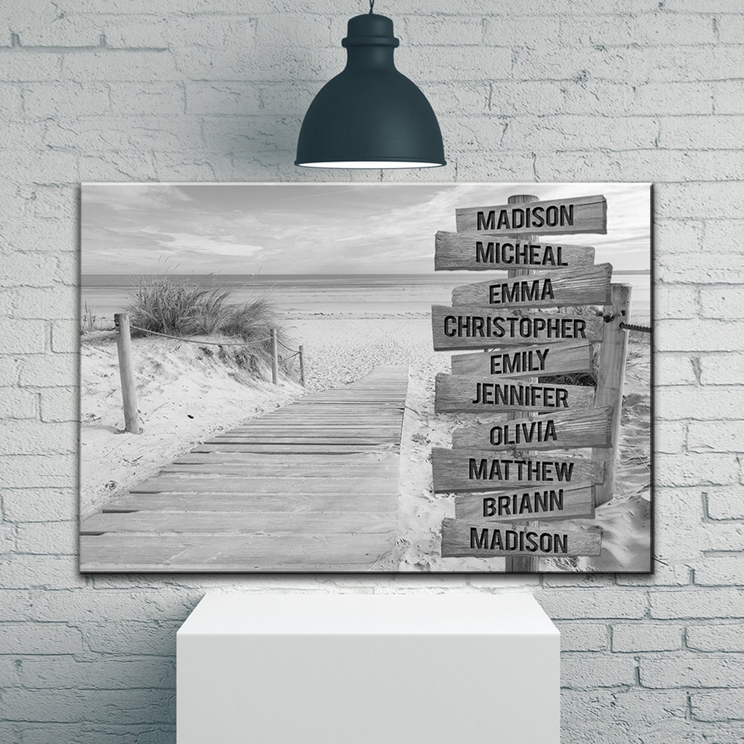 Custom Name Sign, Personalized Family Canvas Wall Art With Last Name ...