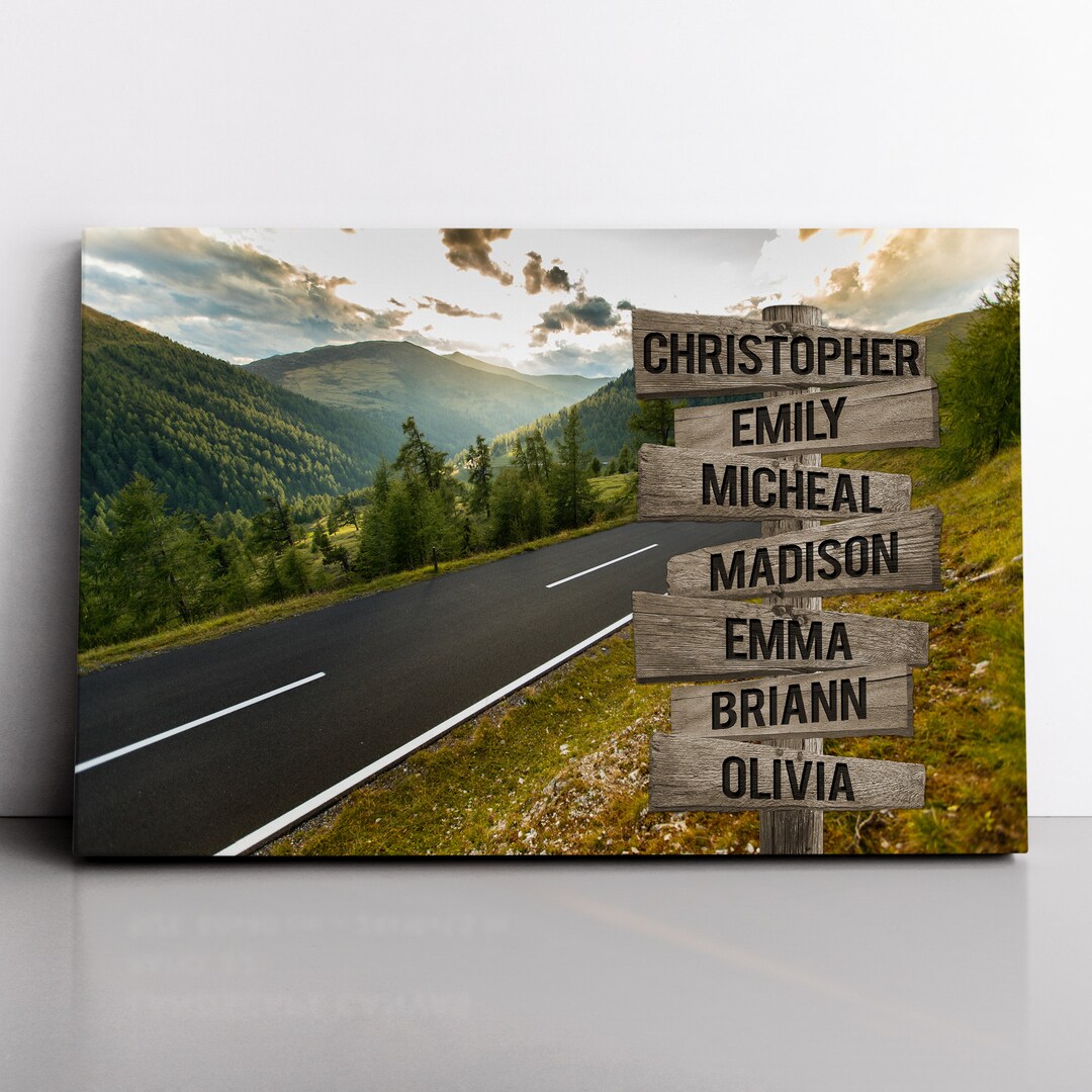 Custom Mountain Highway Wall Art With Personalized Family Names on ...
