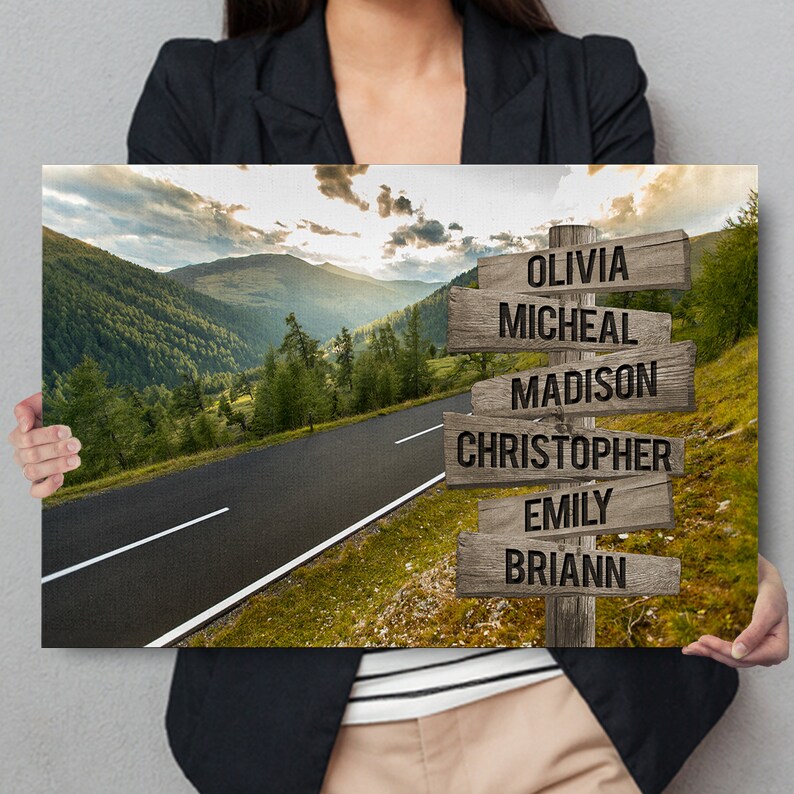 Custom Mountain Highway Wall Art With Personalized Family Names on ...