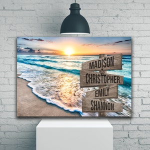 Custom Name Sign - Personalized Family Canvas Wall Art With Last Name ...