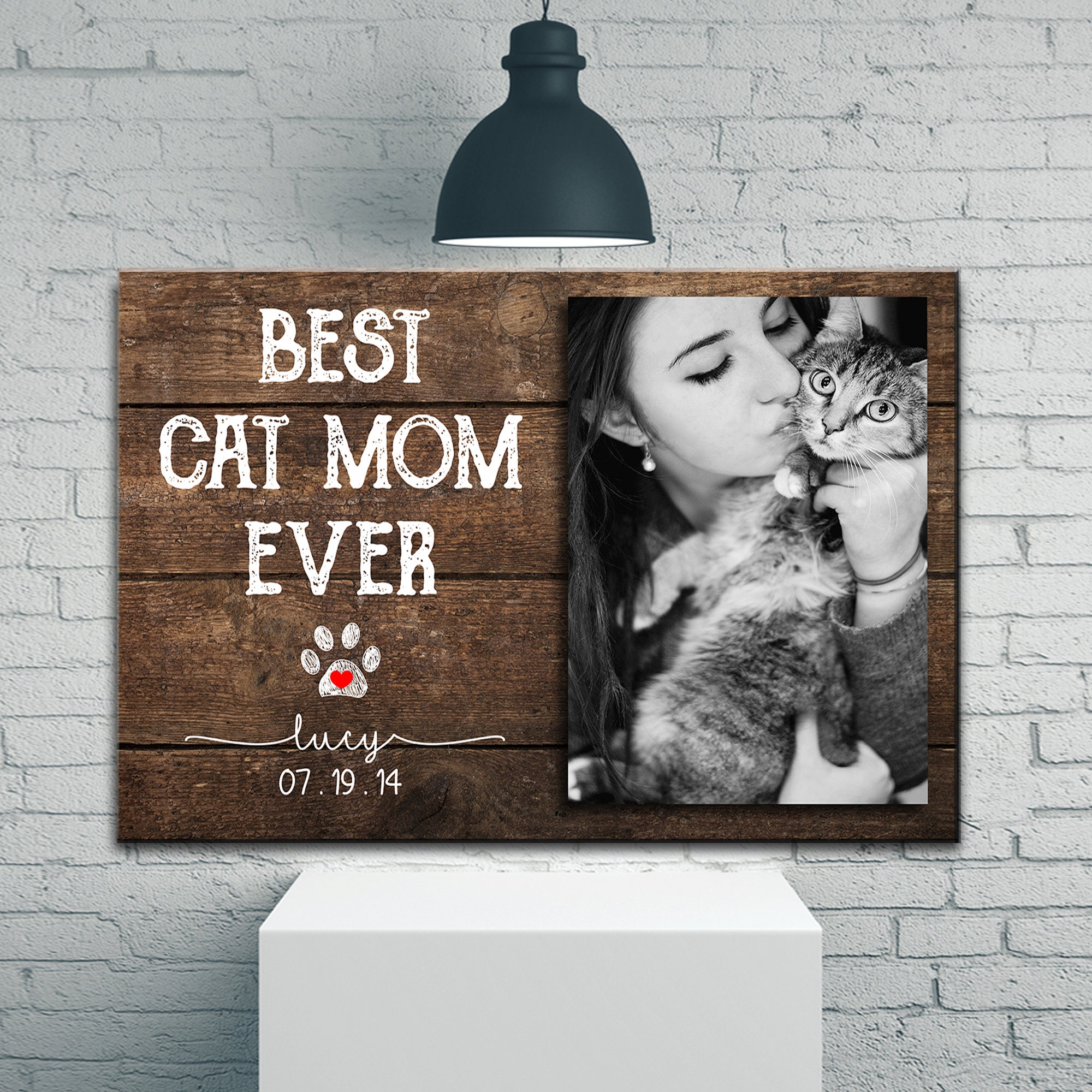 Custom Photo Cat Mom Frame Portrait Canvas, Cat Mom Gift, Mothers Day ...