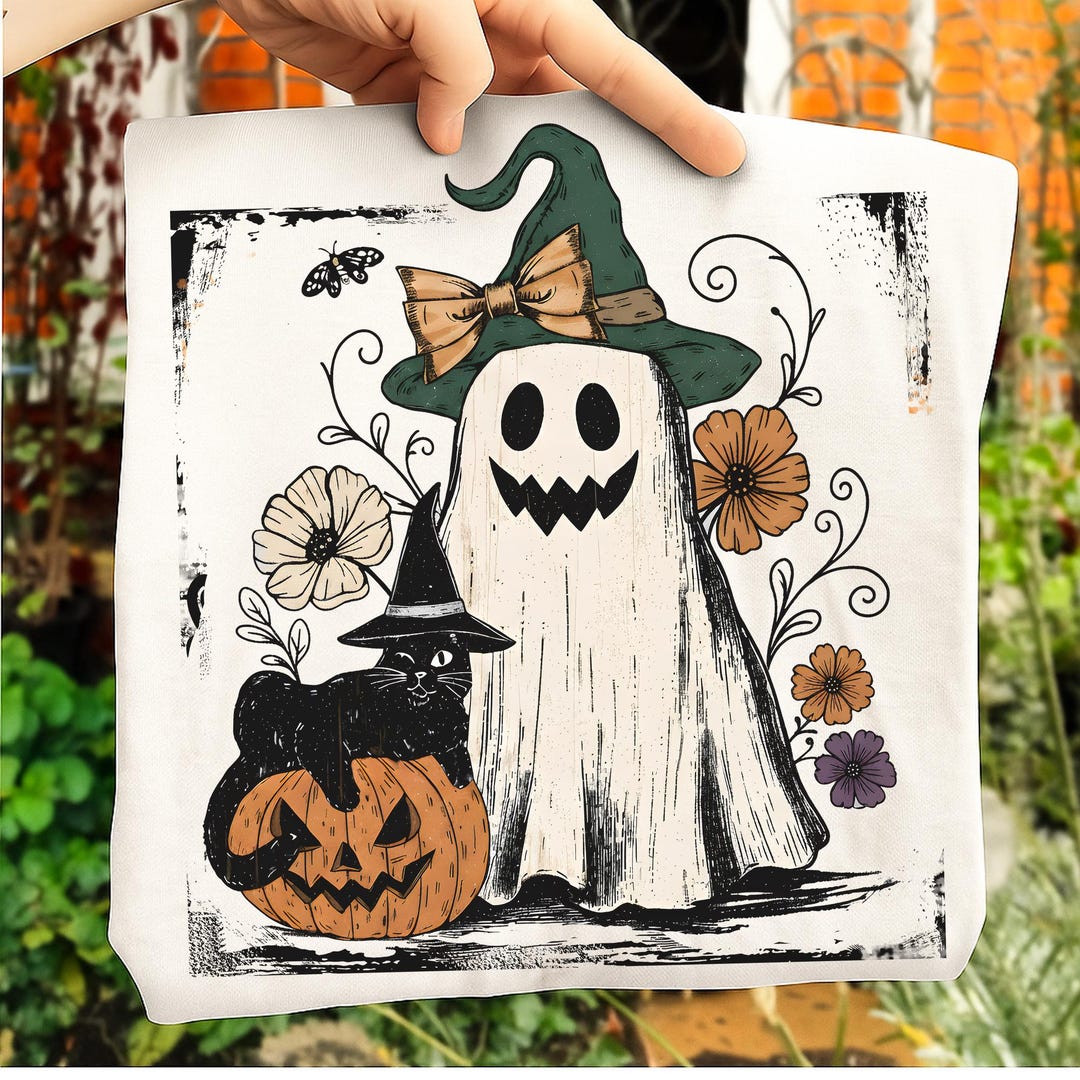 Floral Fall Ghost Png, Boho Halloween Png, Cute Spooky Ghost Png ...