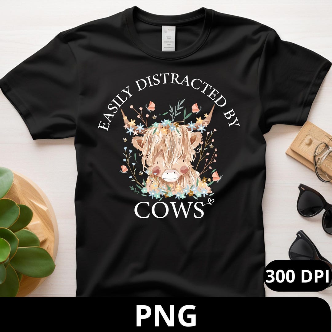 Easily Distracted by Cows Png, Cow Lover Png, Funny Cow Png, Farm Lover ...