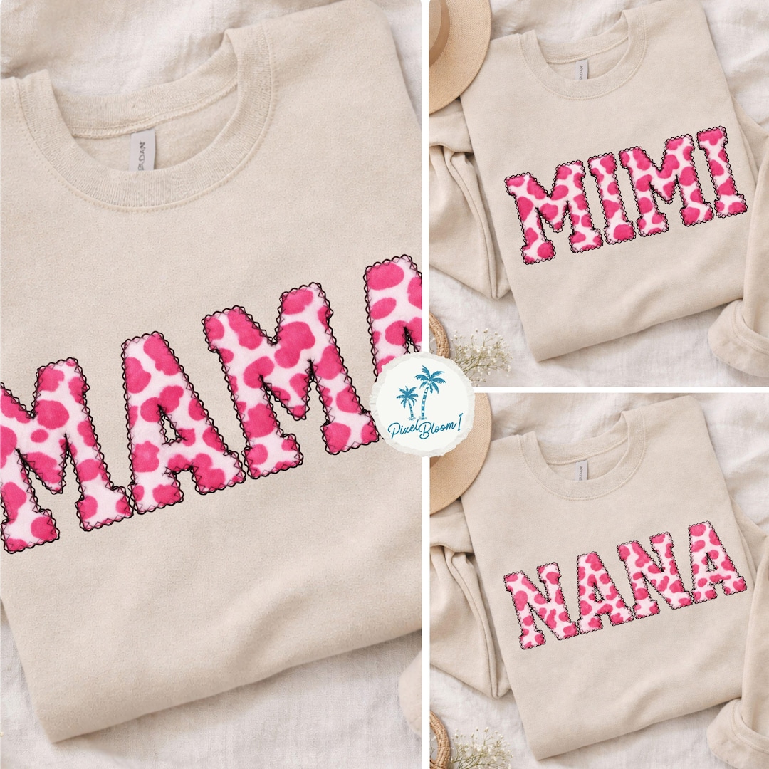 Mimi Cow Print PNG | Pink Cow Pattern Name PNG | Cute Grandma ...
