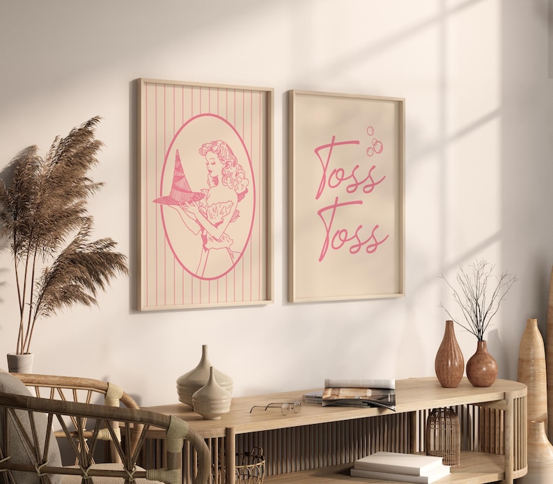 Pink Witch Art Print Set | Vintage Halloween Decor (digital Download ...