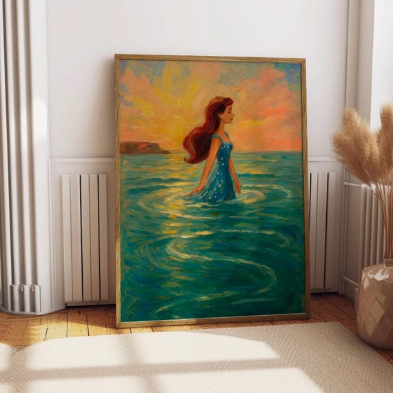 Whimsical Mermaid Paintings Mermaid Art Print Romantic Ocean Fantasy