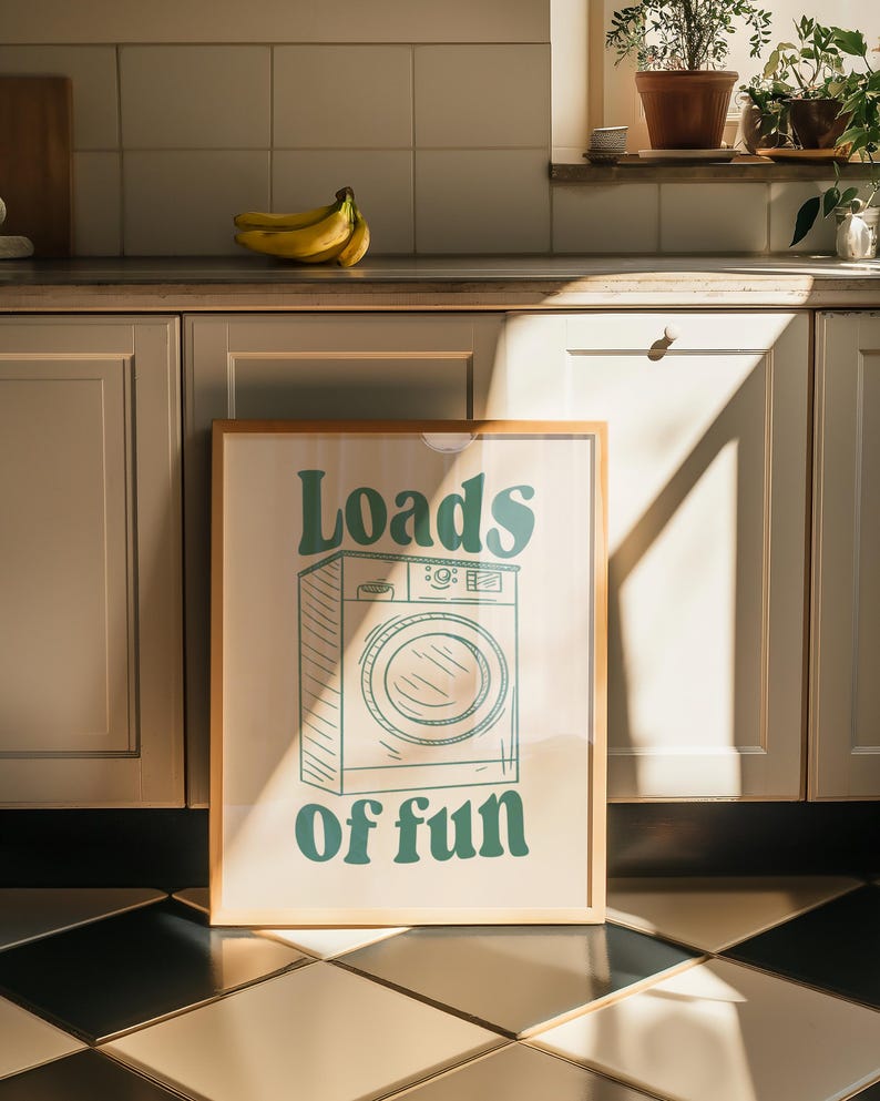 Funny Laundry Room Print | Retro Washing Machine Art (digital Download ...