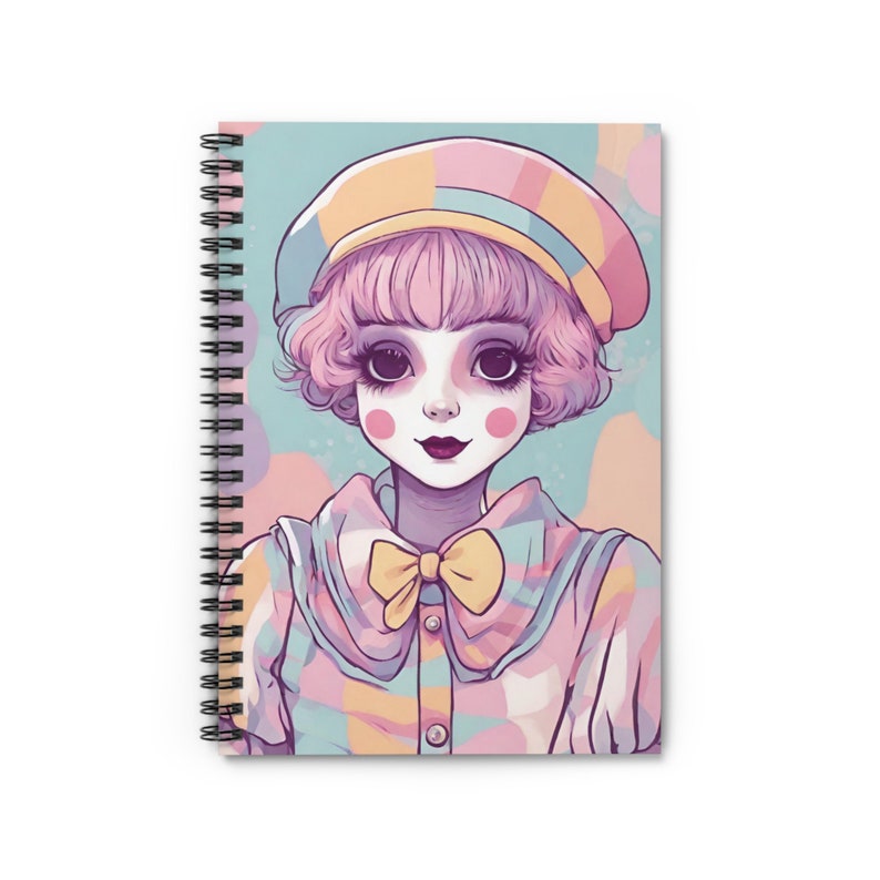 Pastel Mime Clown Spiral Notebook - Ruled Line Journal Kawaii Cute ...