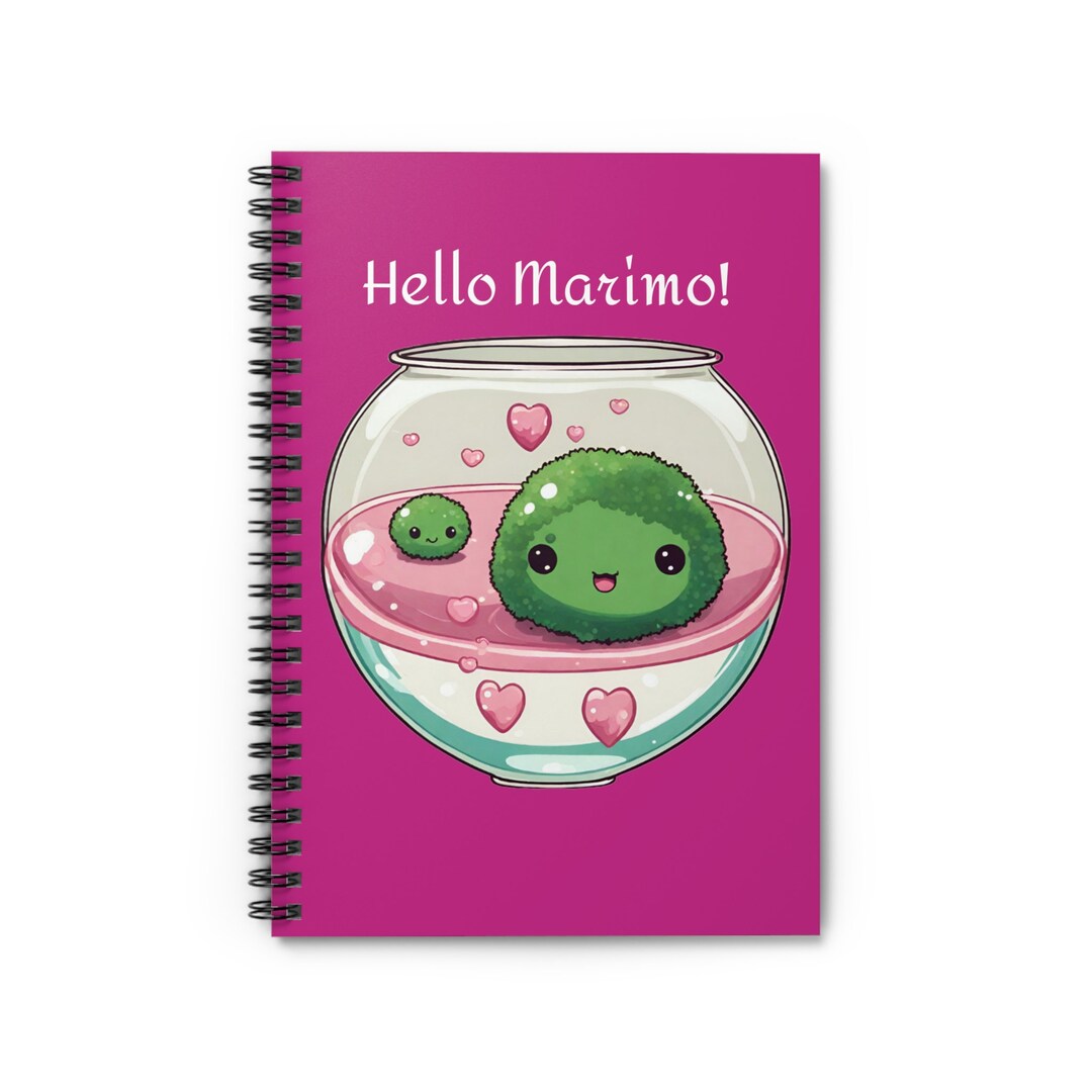Hello Marimo Moss Ball Kawaii Spiral Notebook - Ruled Line Journal ...
