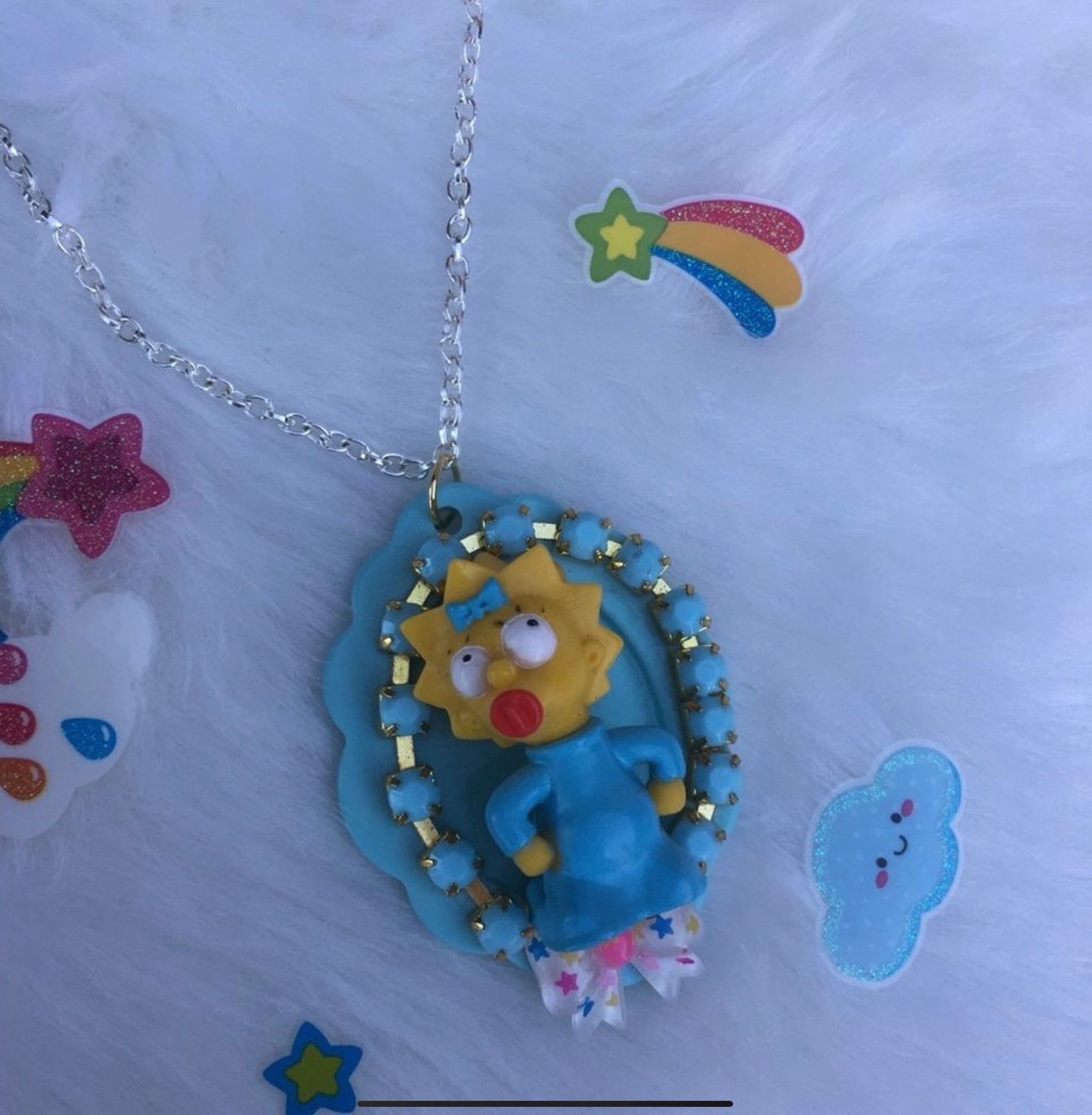 Retro Lisa Simpson Necklace Vintage Elements Cameo Kawaii Retro ...