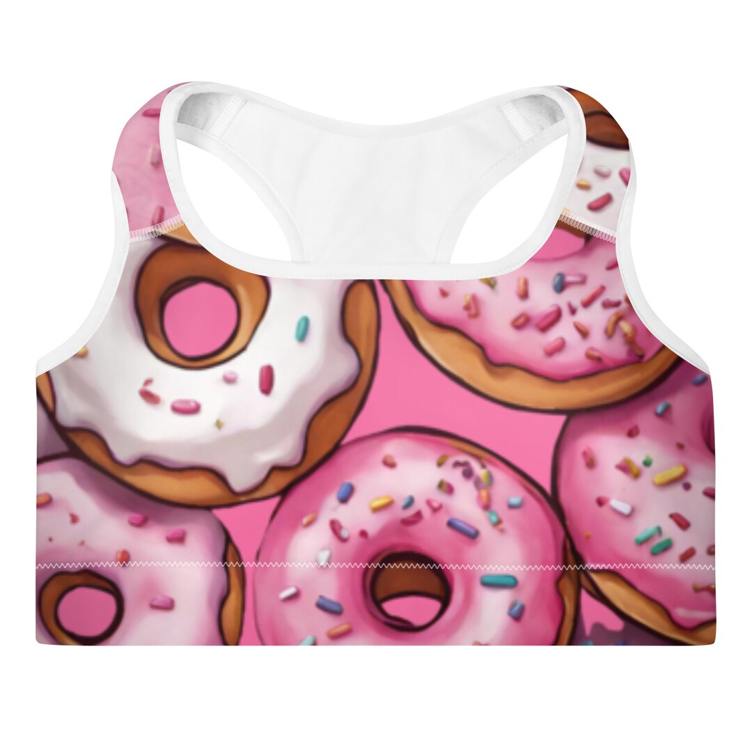 Kawaii Pink Sprinkled Donuts Padded Sports Bra Yoga Top - Etsy