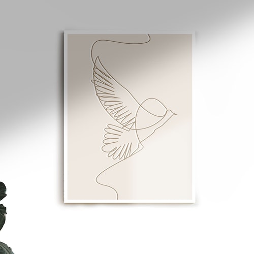 Minimalist Dove Bird Sketch Abstract Line Art Pattern Boho - Etsy