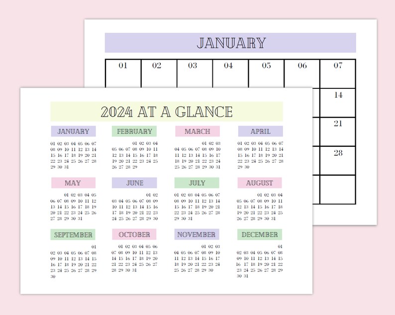 Printable 2024 Calendar Monthly Planners Planner Notes Journal Insert ...