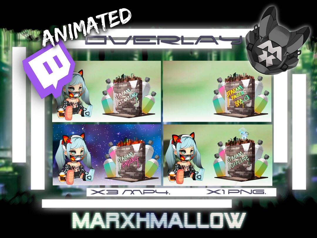 Kawaii Y2K Chill Chibi Anime Animated Overlay for Twitch Streaming - Etsy
