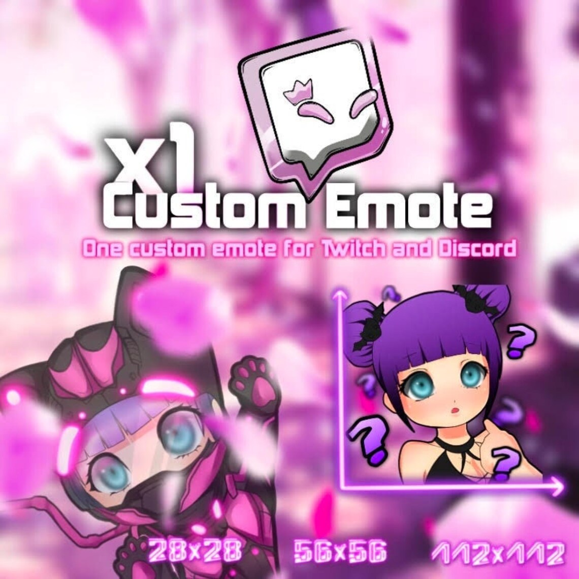 X1 Custom Emotes for Twitch Custom Discord Emotes Kawaii - Etsy