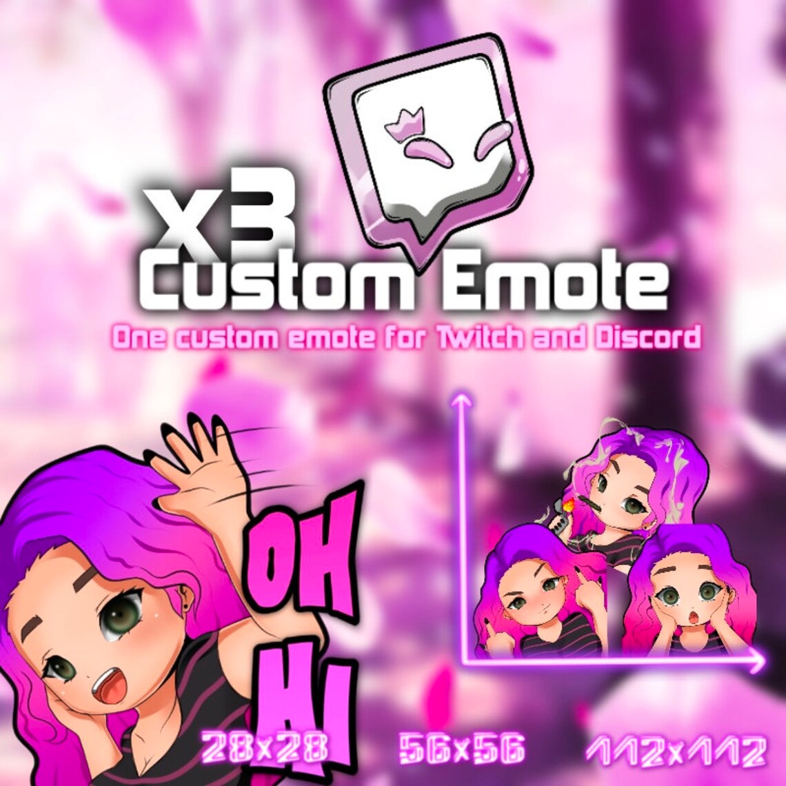 X3 Custom Emotes for Twitch Custom Discord Emotes Kawaii - Etsy