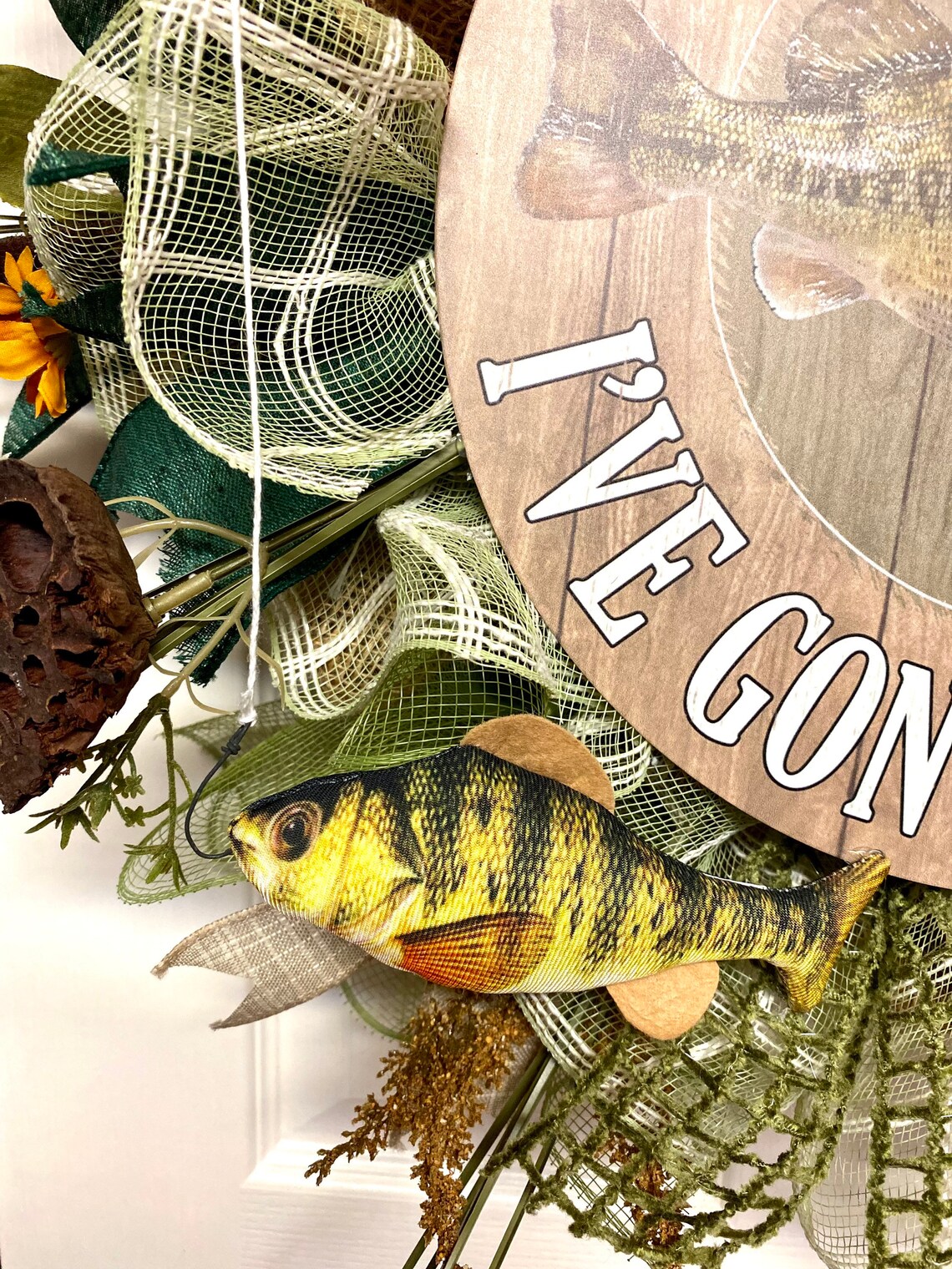 Fishing Wreath, Father’s Day Gift, Fishing Mesh Wreath, Gift for Dad ...