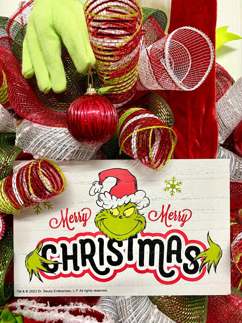 Grinch-inspired Christmas Wreath – Whimsical Holiday Door Decor - Etsy