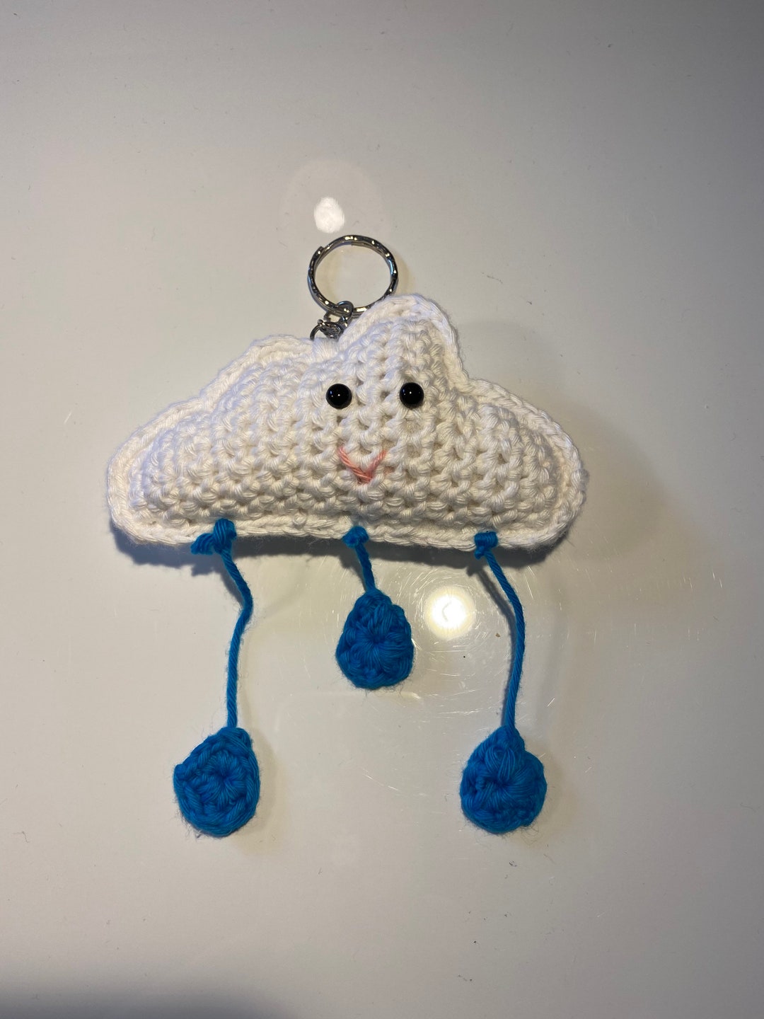 Handmade Crochet Rain Cloud Keychain - Etsy New Zealand