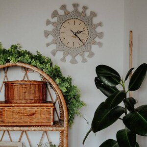 Boho Clock, Rustical Art Wall, Bohemian Interior, Macrame Clock - Etsy