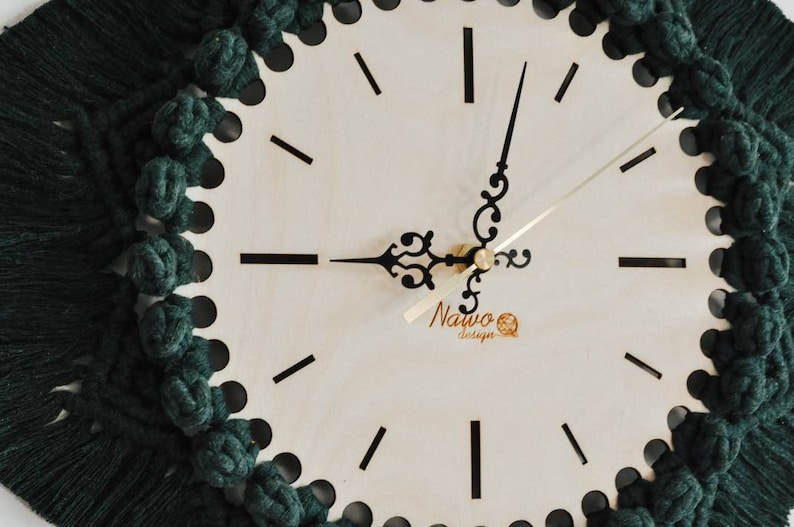 Boho Clock Rustical Art Wall Bohemian Interior Macrame - Etsy
