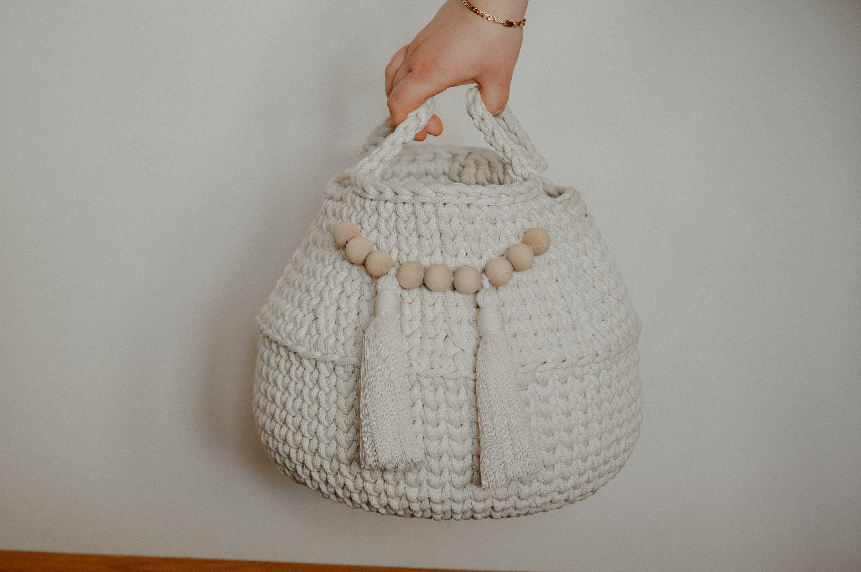 Boho Hamper Boho Round Basket Kidsroom Storage Container - Etsy