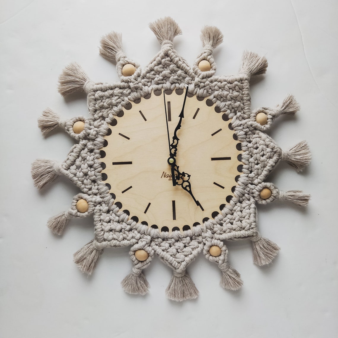 Boho Clock, Rustical Art Wall, Bohemian Interior, Macrame Clock - Etsy