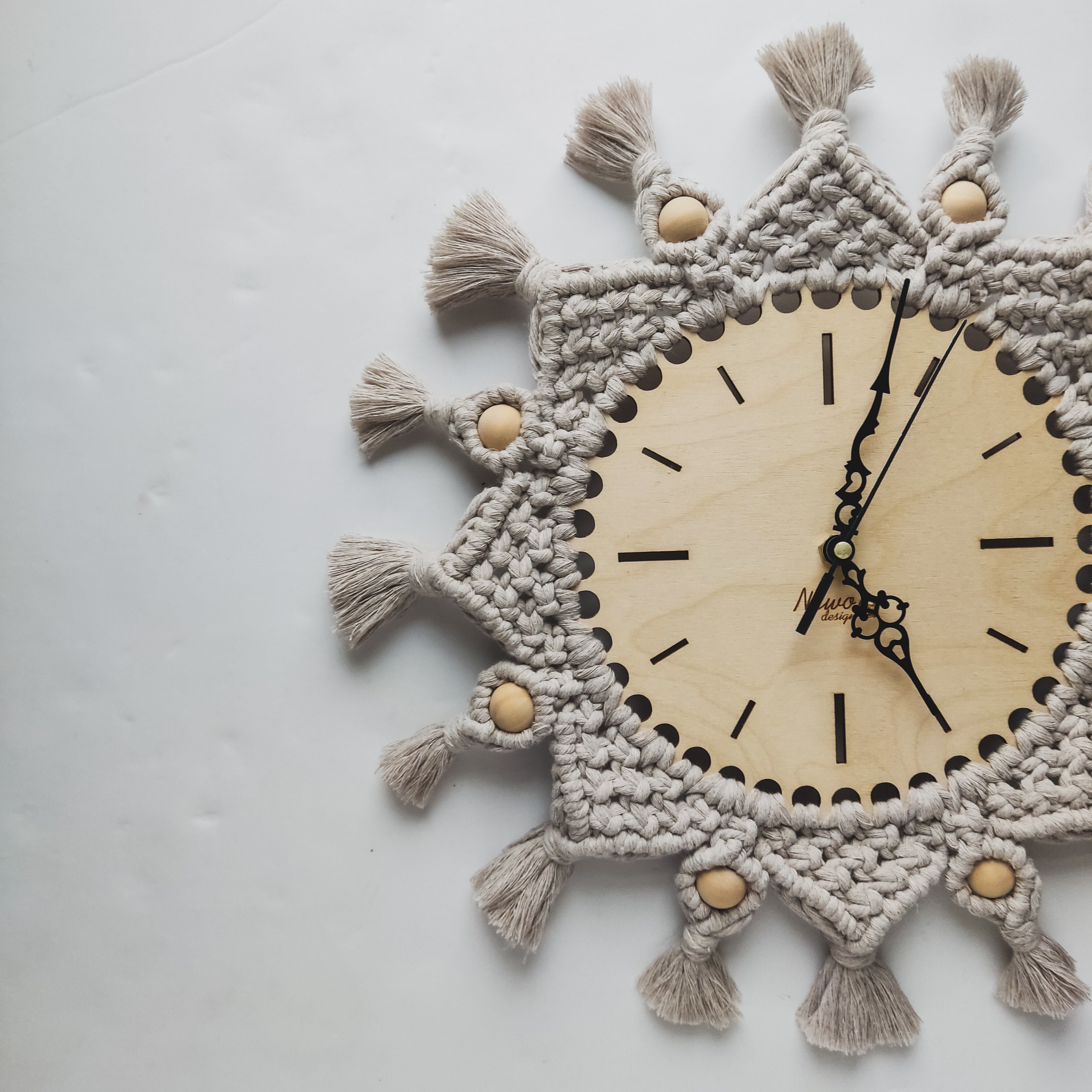 Boho Clock, Rustical Art Wall, Bohemian Interior, Macrame Clock - Etsy