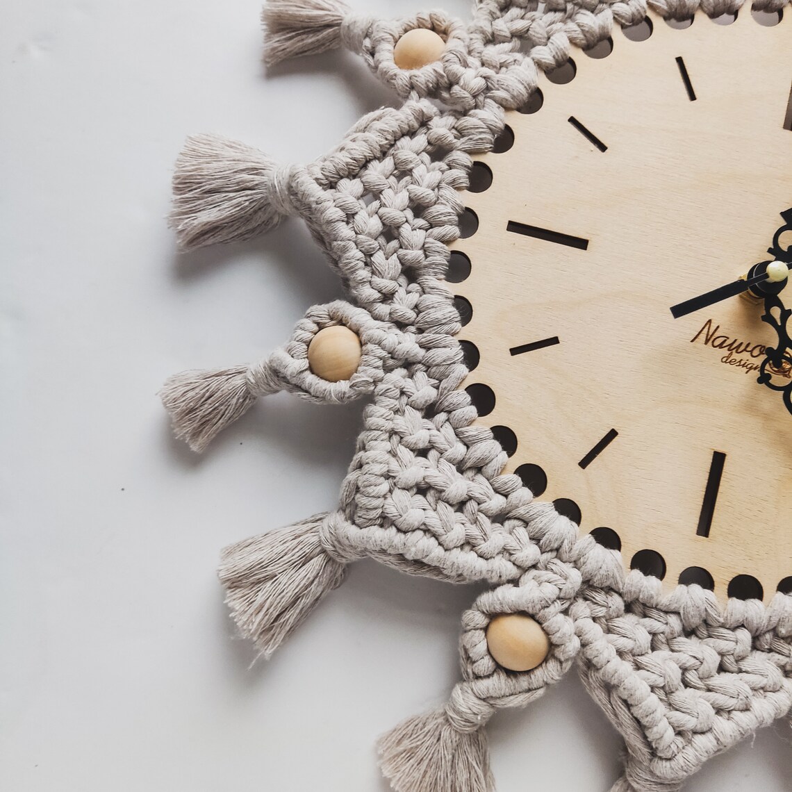 Boho Clock, Rustical Art Wall, Bohemian Interior, Macrame Clock - Etsy