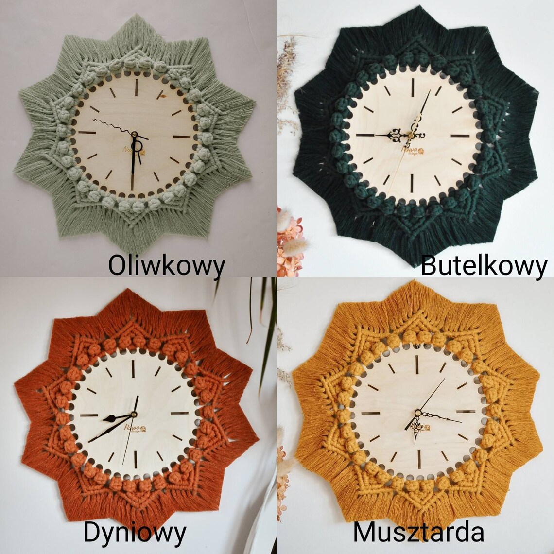 Boho Clock Rustical Art Wall Bohemian Interior Macrame - Etsy