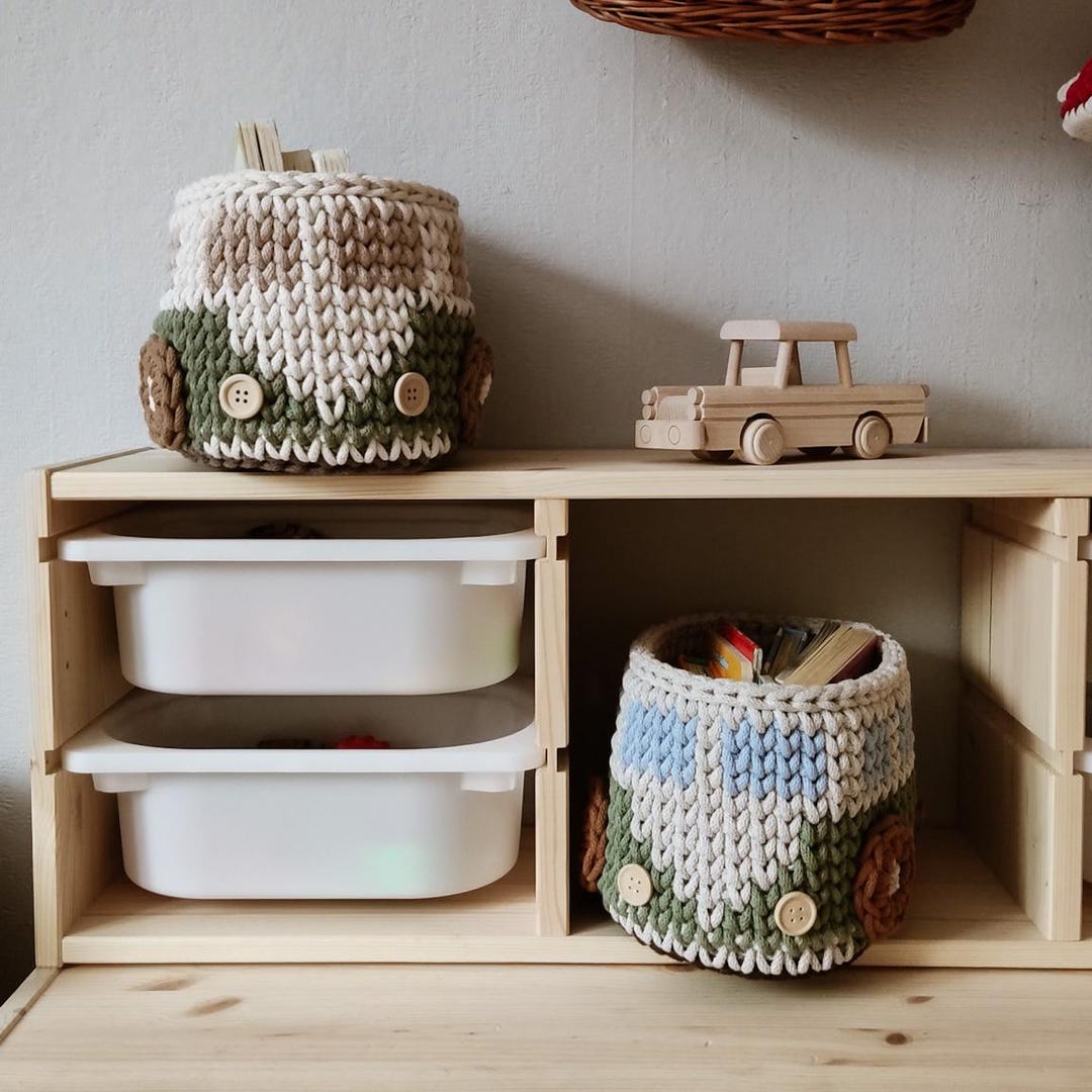 Retro Bus Basket, Crochet Basket Camper Van, Storage Basket, Gift for ...