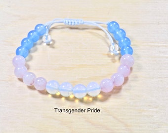 Transgender Pride Flag Star Beaded Gemstone Bracelet - Etsy
