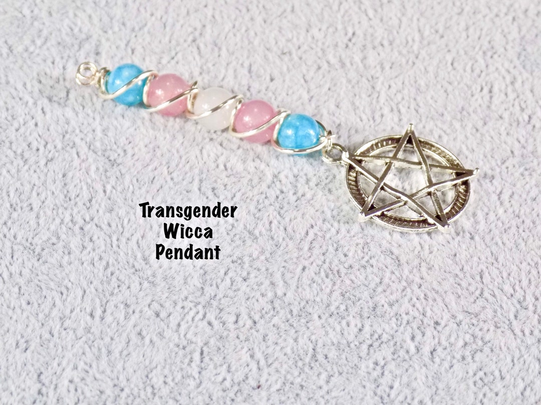 Wire Wrapped Transgender Colors Pendant With Wicca Charm - Etsy