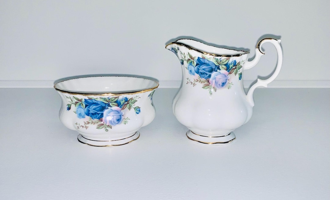 Royal Albert - Moonlight Rose, Large Open Sugar Bowl & Creamer / Milk ...