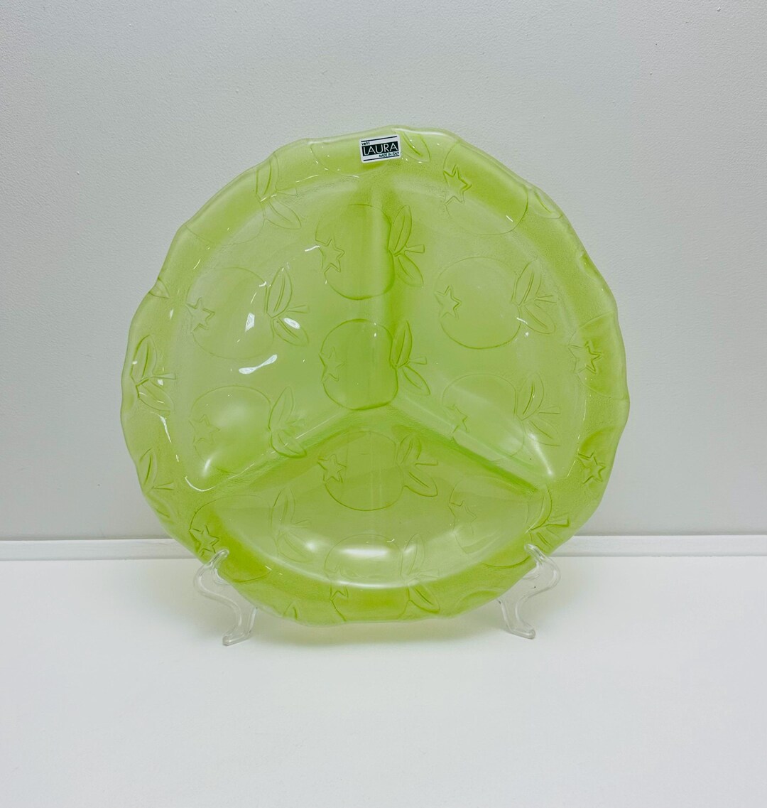 Vetri Laura - Green & Clear 3 Part Serving Plate. Italian Murano Glass ...
