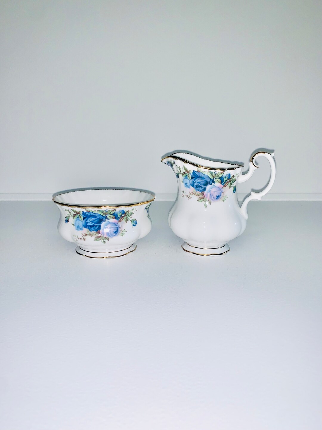 Royal Albert Moonlight Rose, Large Open Sugar Bowl & Creamer / Milk Jug ...