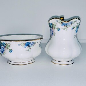 Royal Albert - Moonlight Rose, Large Open Sugar Bowl & Creamer / Milk ...