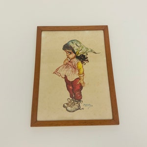 Brownie Downing Indigenous Young Girl, 19cm X 26cm Wooden Framed Print ...