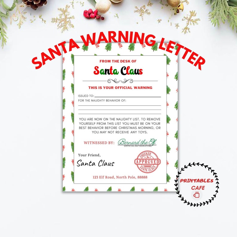 Santa Warning Letter: Christmas Elf Behavior, North Pole Mail ...