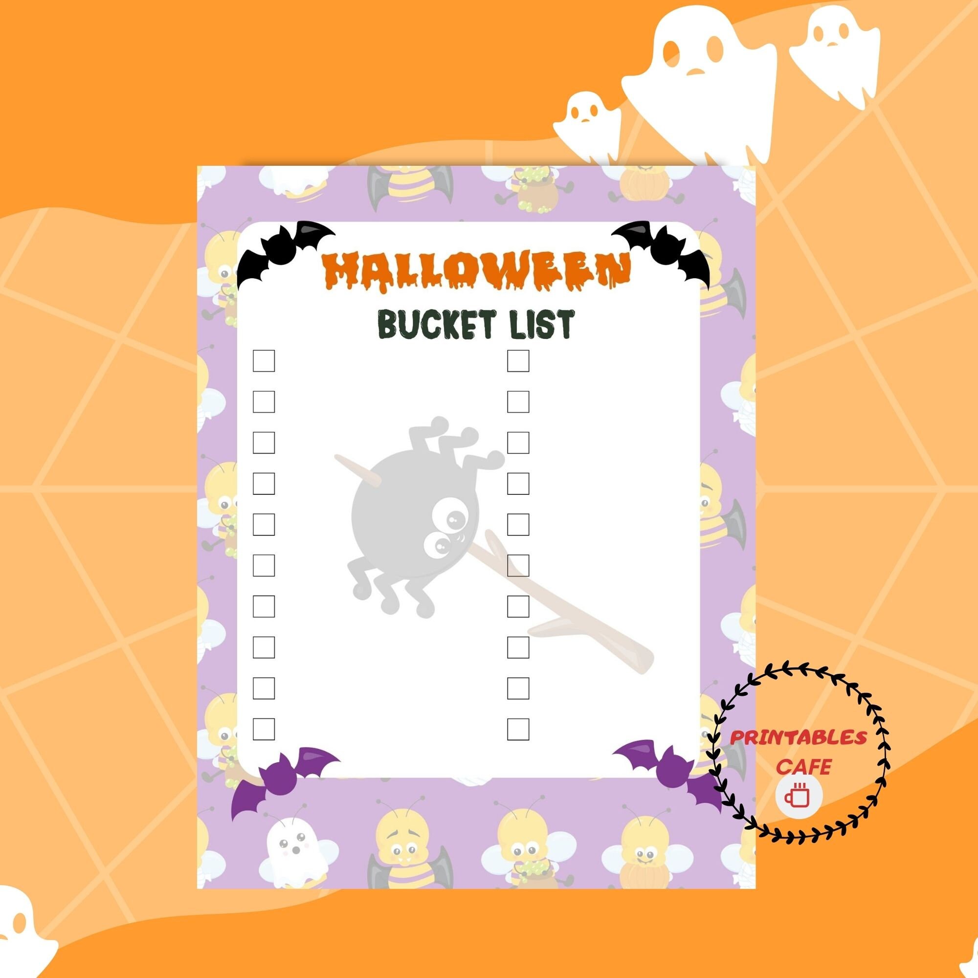 Halloween Bucket List Printable: Kids Activities, Fall Checklist ...