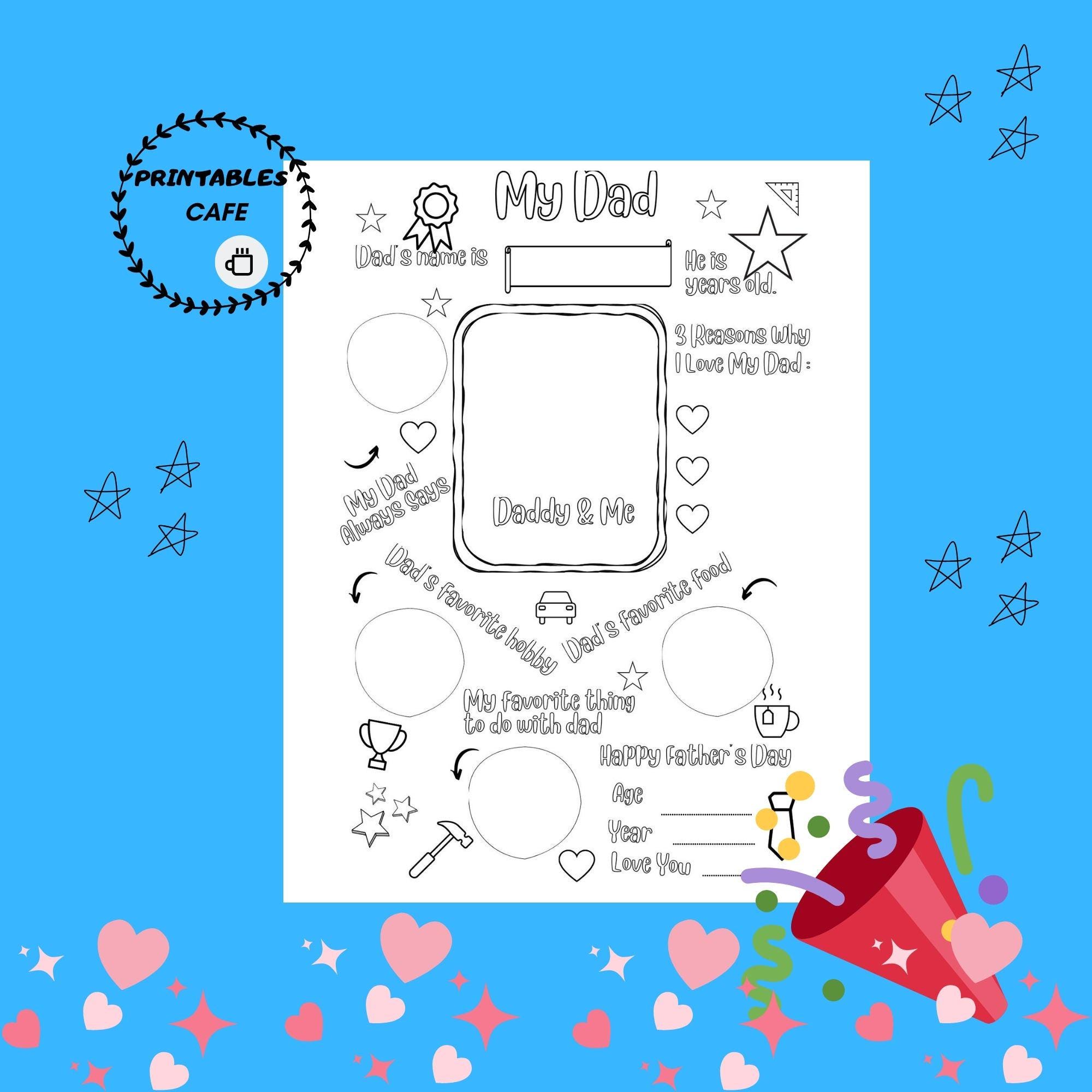Father's Day Printable: All About My Dad Coloring Page (instant ...