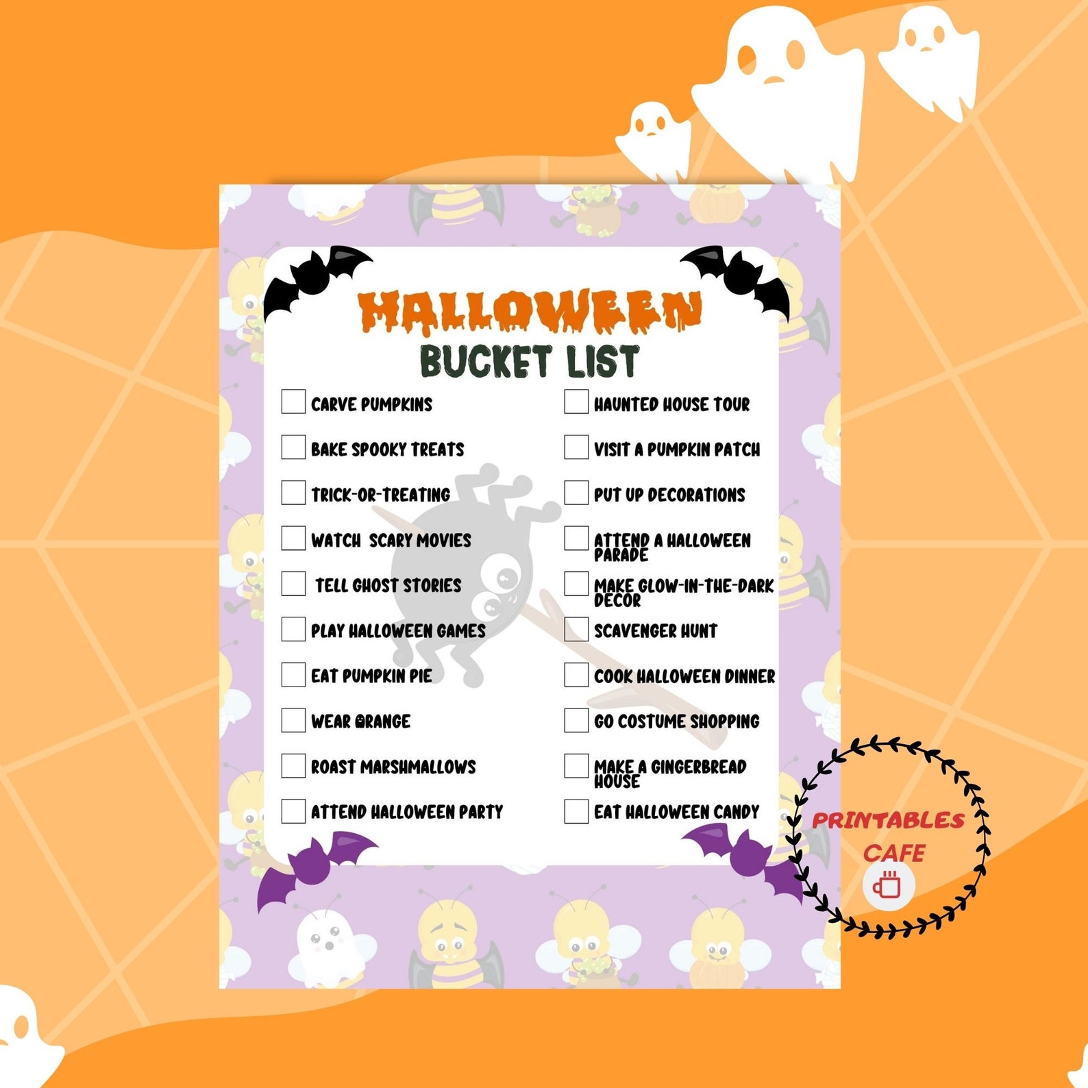 Halloween Bucket List Printable: Kids Activities, Fall Checklist ...