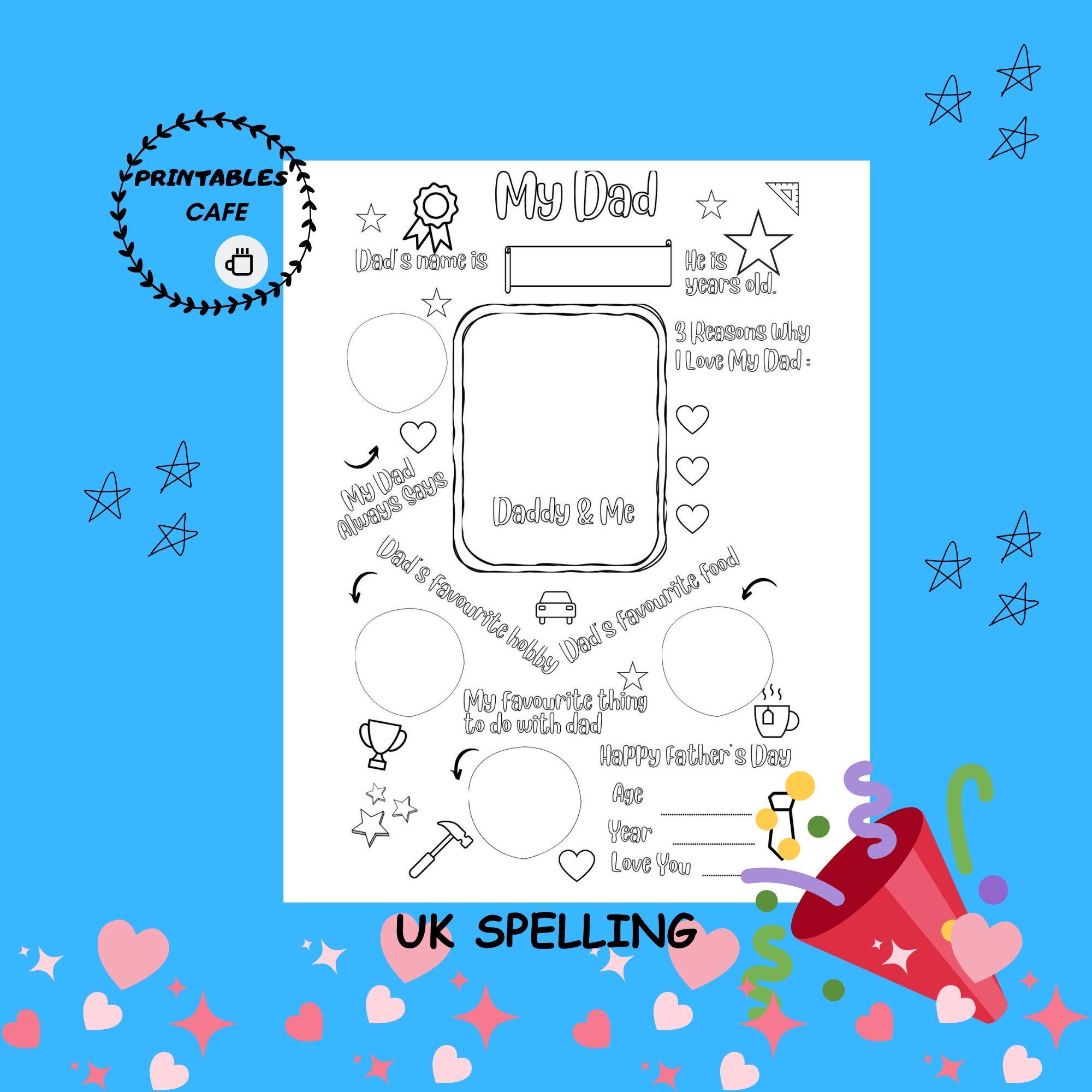 Father's Day Printable: All About My Dad Coloring Page (instant ...