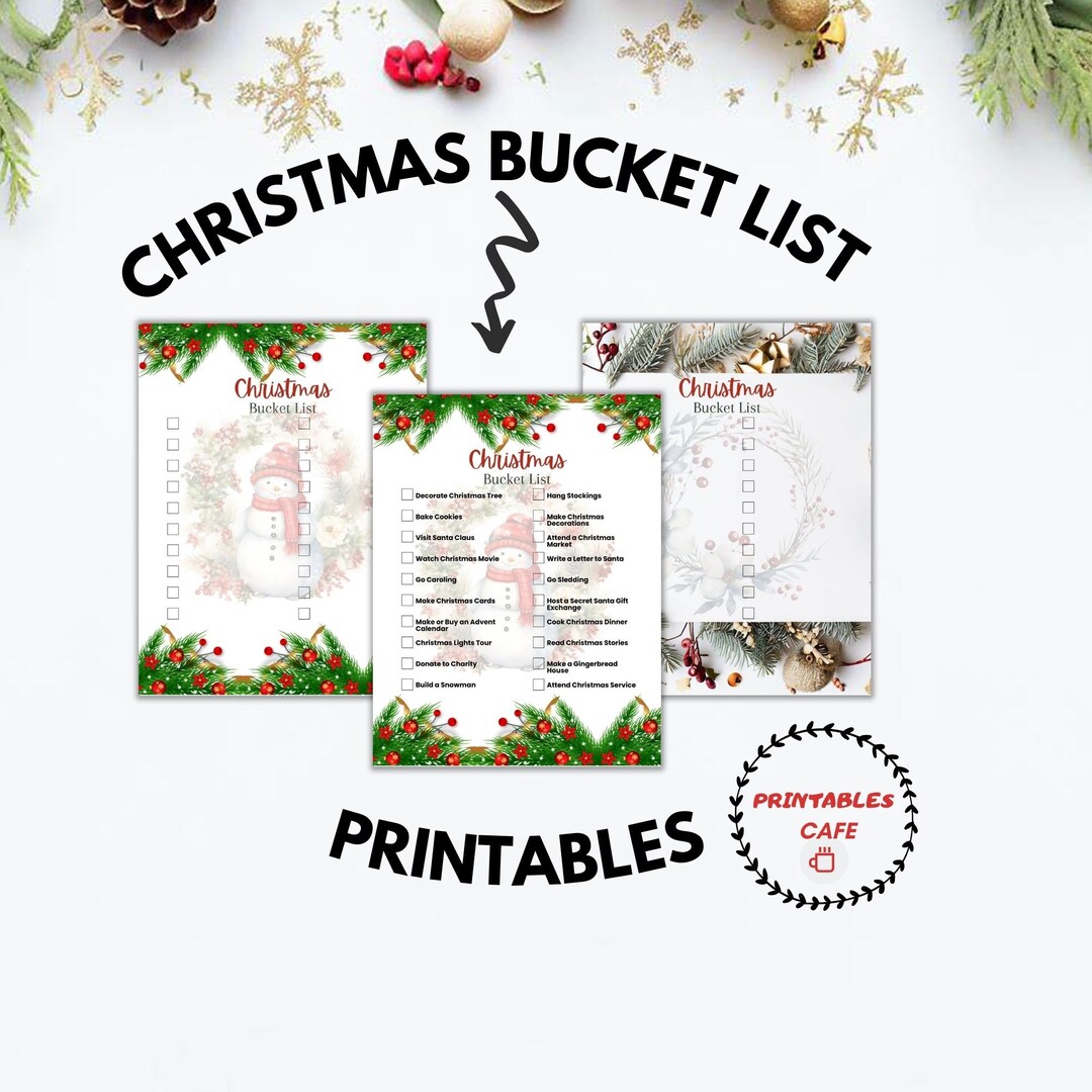 Christmas Bucket List - Printable Checklist, Christmas to Do List ...
